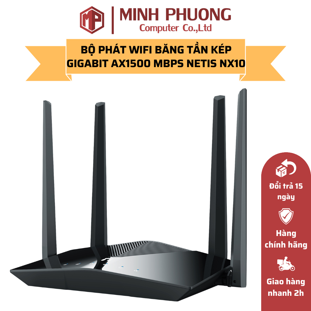 Bộ Phát Router Wifi 6 Băng Tần Kép AX1500 Mbps NETIS Model NX10 ...