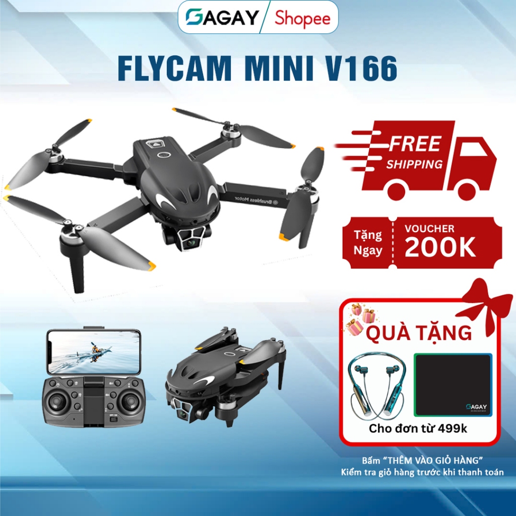 Flycam V166 Fycam Giá Rẻ Động Cơ Không Chổi Than Camera Kép Thời gian ...