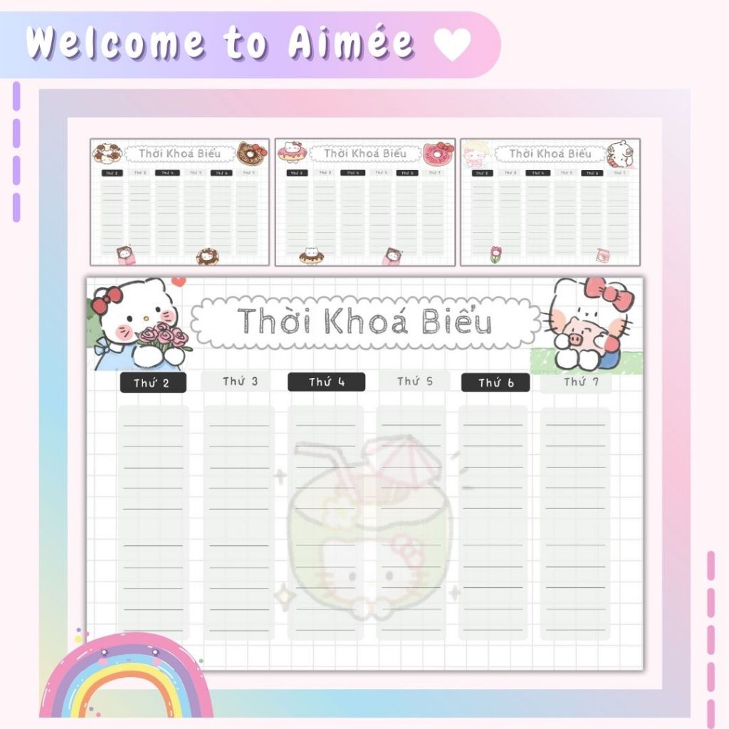 Thời khóa biểu họa tiết hoạt hình seri hello kitty Ver 2 |Aimée ...