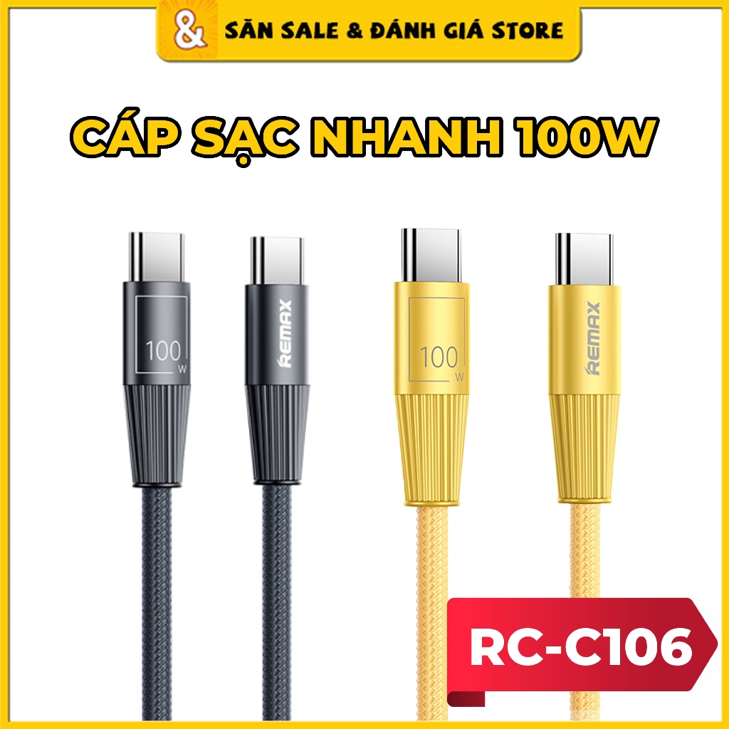 Cáp sạc nhanh 100W RC-C106 Type C to Type C 3 màu Xanh than / Vàng / Xám bạc | Shopee Việt Nam