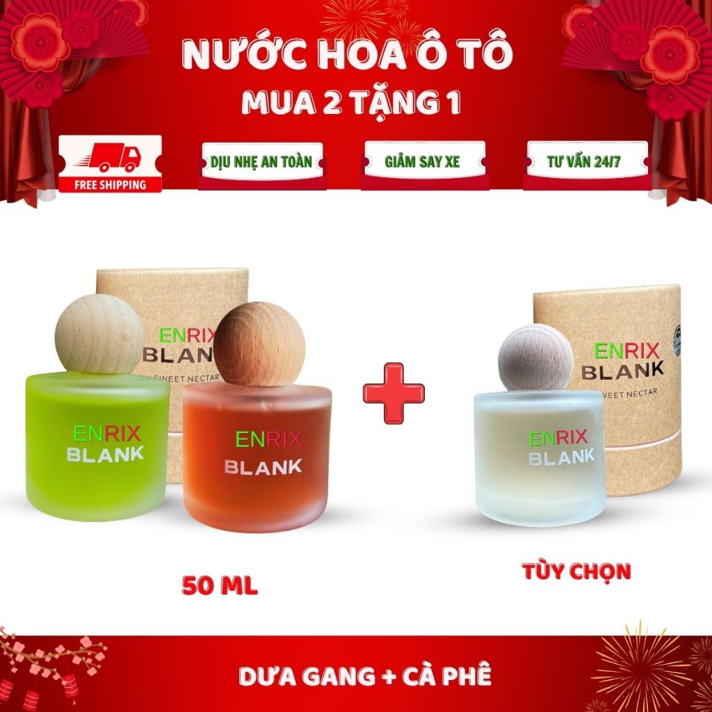 [Combo 2 lọ] Nước hoa ô tô cao cấp Enrix Dưa gang + Cà phê 100ml tinh ...