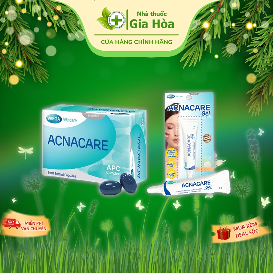 Acnacare - Viên uống, gel giảm mụn, kiềm dầu, giảm tiết bã nhờn, ngăn ...
