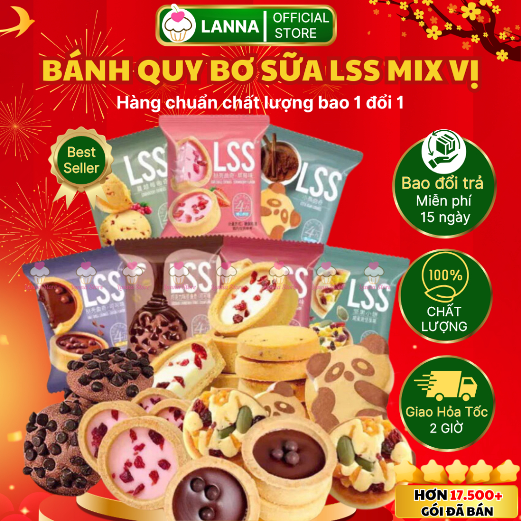 【TÚI 1KG】Bánh Quy Bơ Sữa LSS Mix Vị - Bánh Quy LSS Socola Sữa Chua Việt Quất Thơm Ngon - Lanna ...