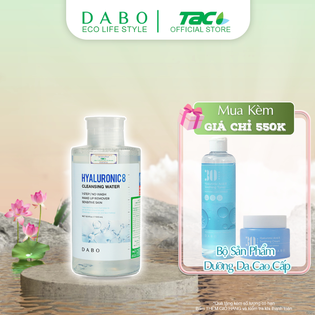 Nước tẩy trang Hyaluronic Cao cấp DABO Hyaluronic Cleansing Water 500ml TAC Tẩy Sâu Cấp Ẩm ...