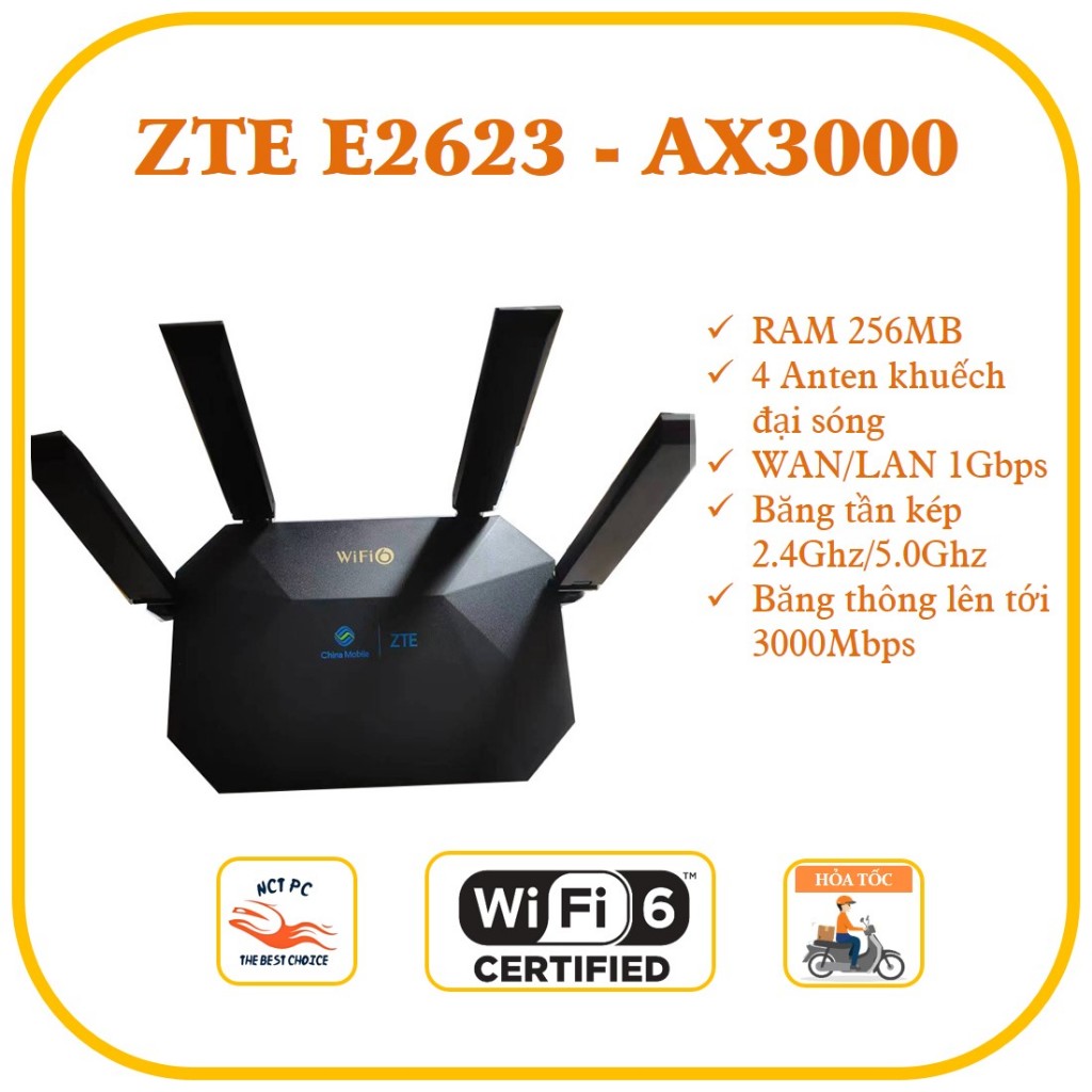 [SIÊU RẺ] Bộ phát router Wifi Mesh Wifi 6 ZTE E2623 AX3000 - hàng Chính ...
