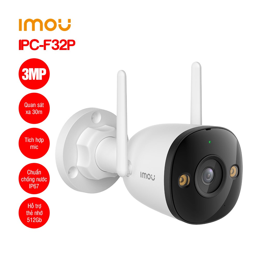 [ IPC-F32P-D ] Camera WIFI IMOU Bullet 2C 3MP FullHD - Tích Hợp Mic Thu ...
