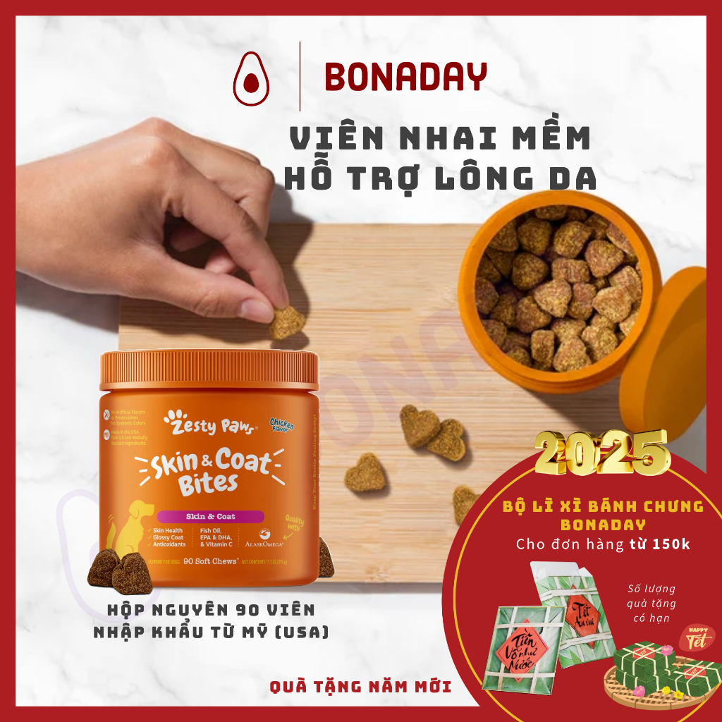 VIÊN NHAI MỀM HỖ TRỢ CẢI THIỆN LÔNG DA VÀ MIỄN DỊCH CHO CHÓ ZESTY PAWS ...