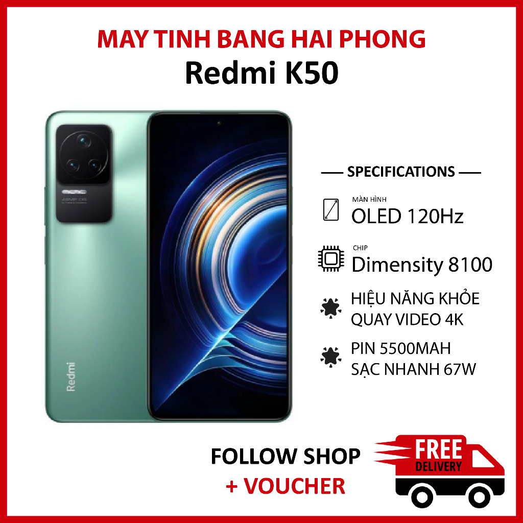 Điện thoại K50 5G rom quốc tế, RAM 12/256GB chip Dimensity 8100 màn hình OLED phân giải 2K ...