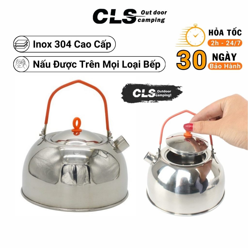 Ấm Đun Nước Cắm Trại, Dã Ngoại Inox 304 Chống Gỉ Chính Hãng CLS, Dùng Cho Các Hoạt Động Ngoài ...