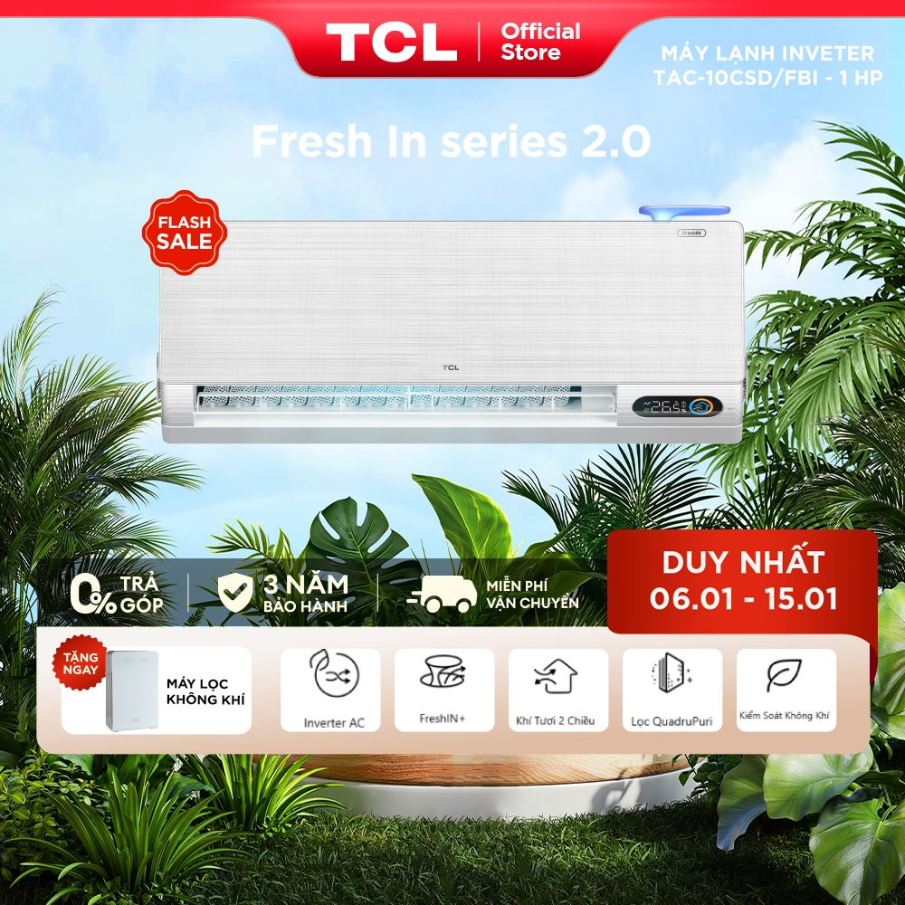Máy lạnh Inverter TCL FreshIN series 2.0 TAC-10CSD/FBI | Shopee Việt Nam