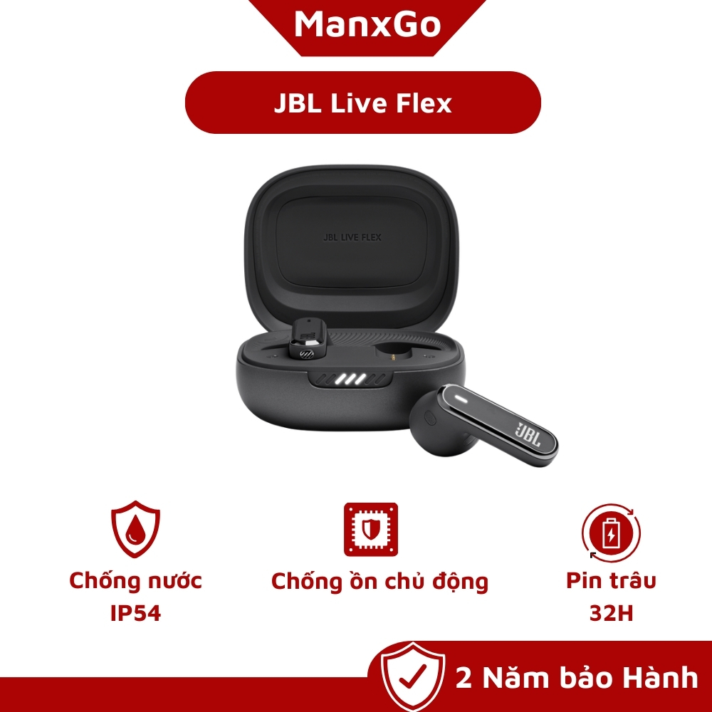 Tai nghe Nhét Tai Không Dây Bluetooth JBL Live Flex TWS Chống Nước IP54 Chống Ồn Pin Tối Đa 32H ...