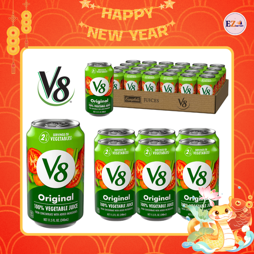 (6 lon) Nước ép rau quả từ 8 loại khác nhau V8 vegetable Juice 100% Original 340ml | Shopee Việt Nam
