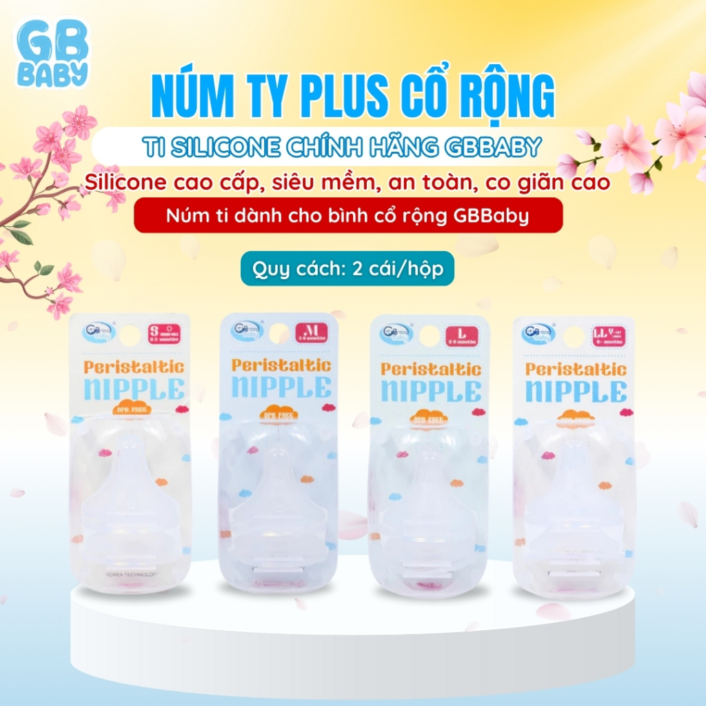 Hộp 2 núm ty silicon Plus cổ rộng GB-Baby Chính Hãng | Shopee Việt Nam