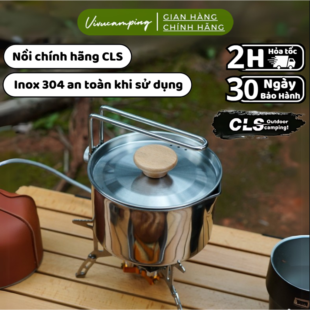 Nồi inox 304 chính hãng CLS camping cắm trại dã ngoại, Nồi đa năng kết hợp ấm nước tiện lợi ...