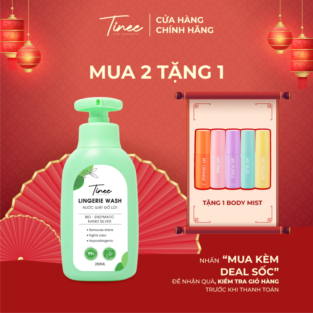 Nước giặt đồ lót Sinh học Tinee 280ml - Nano Bạc mới hương thơm thanh ...