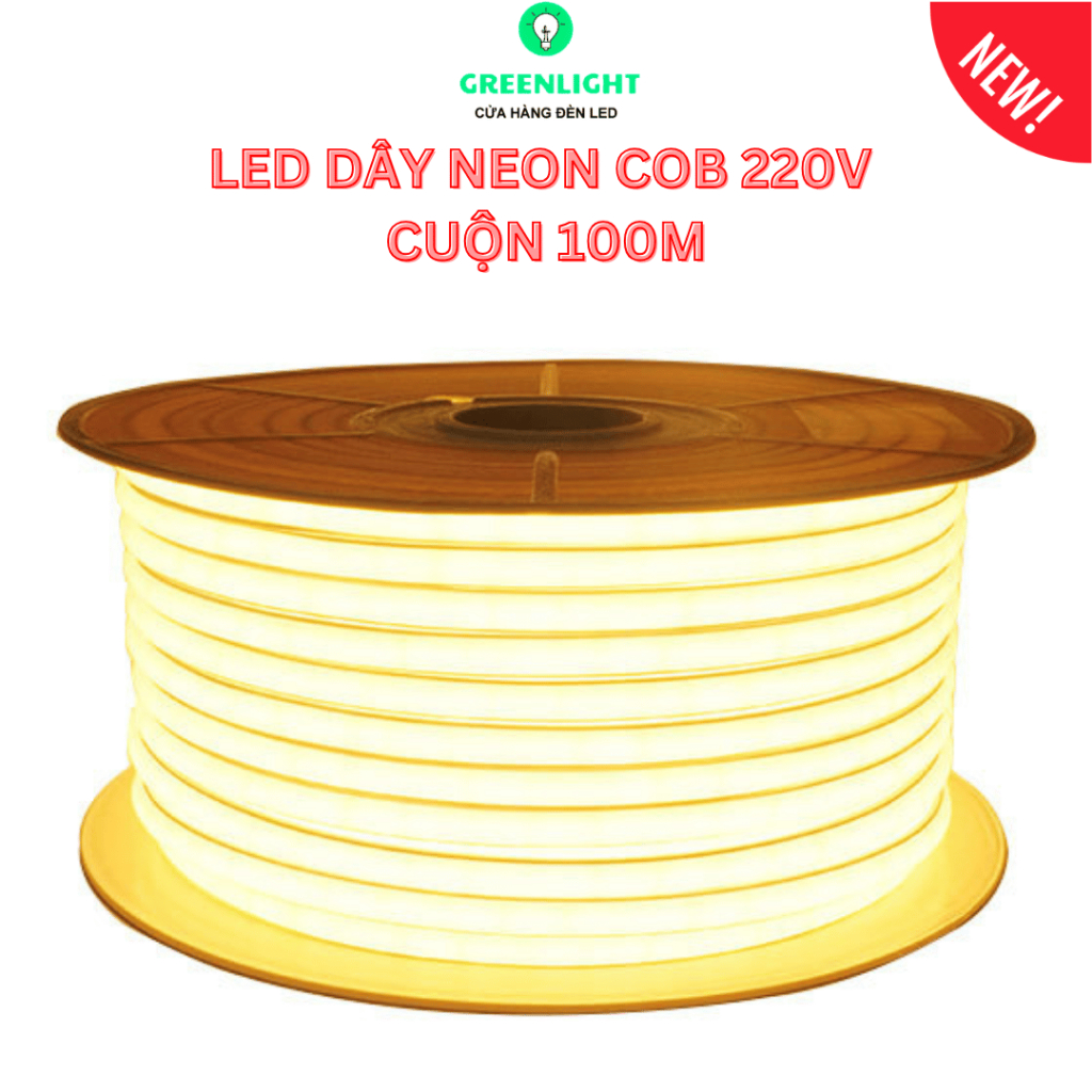 Đèn LED Dây Dán Neon COB 220V cuộn 100m trang trí viền hắt sáng trong ...