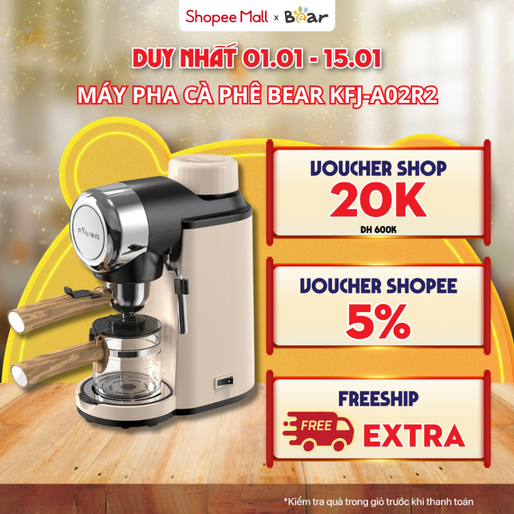 Máy Pha Cà Phê Mini Tự Động Bear KFJ-A06Q1, Dung Tích 0.6L, Máy Pha Cà ...
