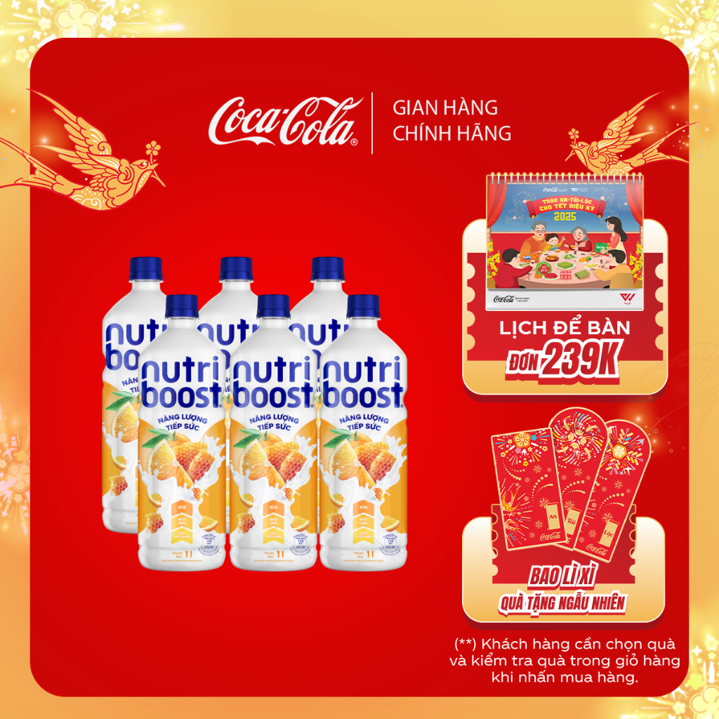 Lốc 6 Chai Sữa Nutriboost Thế Hệ Mới Hương Cam 1L/Chai Sale 15.1 Coca ...