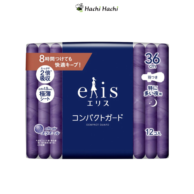 Băng vệ sinh ban đêm Elis Compact siêu mỏng cánh 36cm 12 miếng - Hachi Hachi Japan Shop | Shopee ...