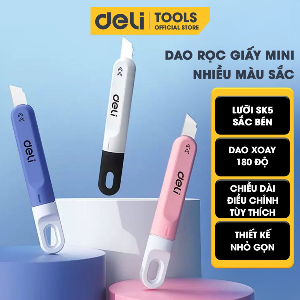 Dao rọc giấy DELI dạng xoay mini nhiều mắc sắc - lưỡi dao SK5 sắc bén ...