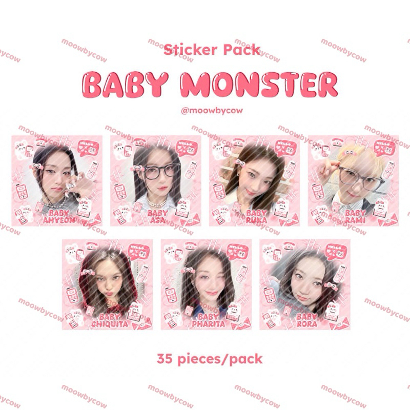 HÌNH DÁN | STICKER BABY MONSTER 4x4 | AHYEON, ASA, RUKA, RAMI, CHIQUITA, RORS, PHARITA | Shopee ...