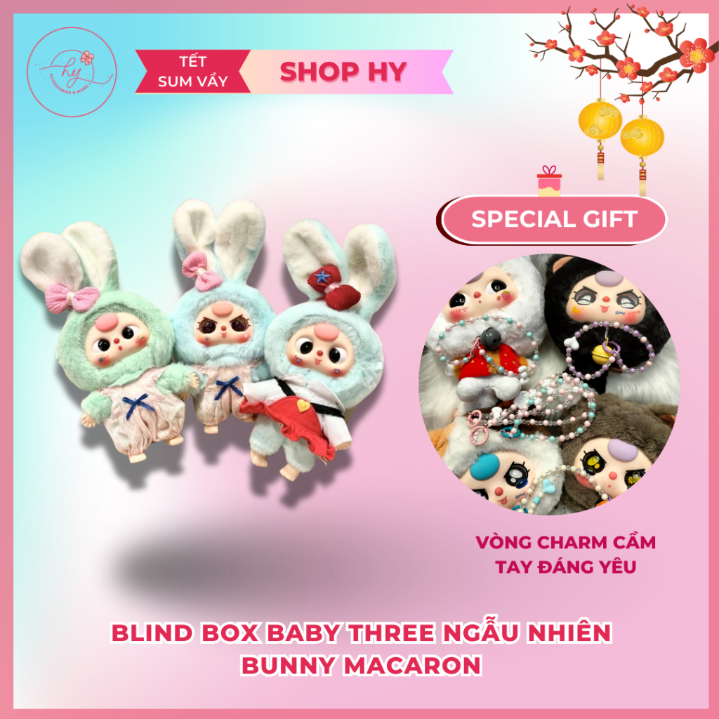 Blindbox Baby Three Bunny Macaron, Hộp Túi Mù Baby Three Macaron Quà ...