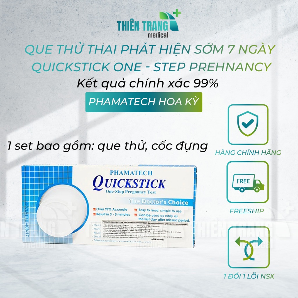 (Che Tên) Que Thử Thai Quickstick Hộp 1 Que Hàng Chính Hãng Hoa Kỳ ...