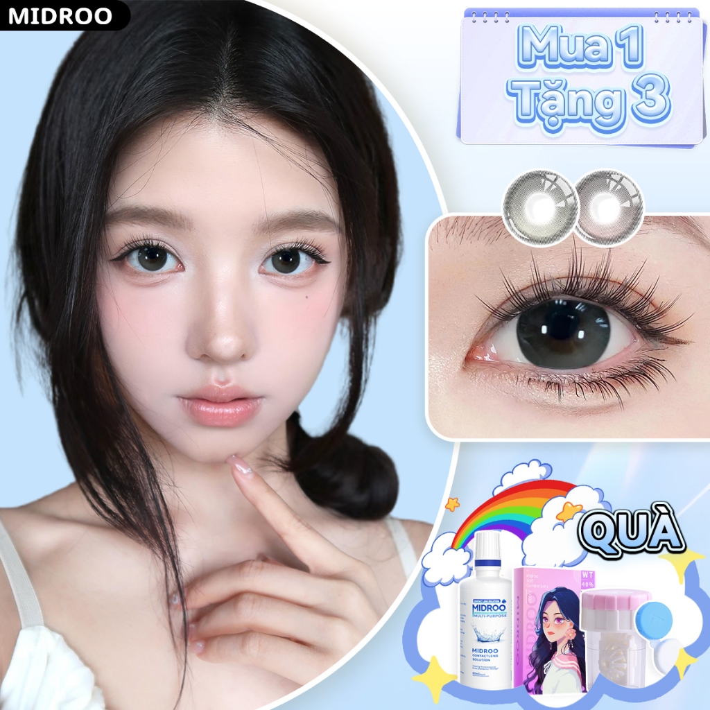 [Mua 1 Tặng 3] Midroo Lens Bana Kính áp Tròng Kính 0-6 Độ 14.2mm Sử ...
