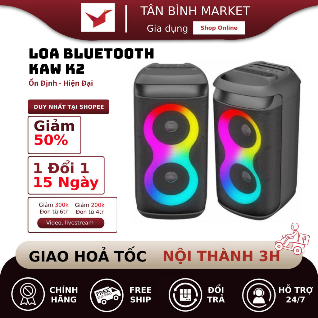 Loa bluetooth KAW PARTY BOX K2 xách tay tiện lợi, Công suất Nghe nhạc ...