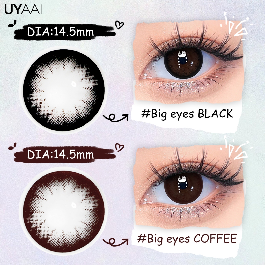 [Big Eyes 0độ]UYAAI Eyes lens đen Big Eye 14.5mm Lens đen nâu devil eyes Lens | Shopee Việt Nam