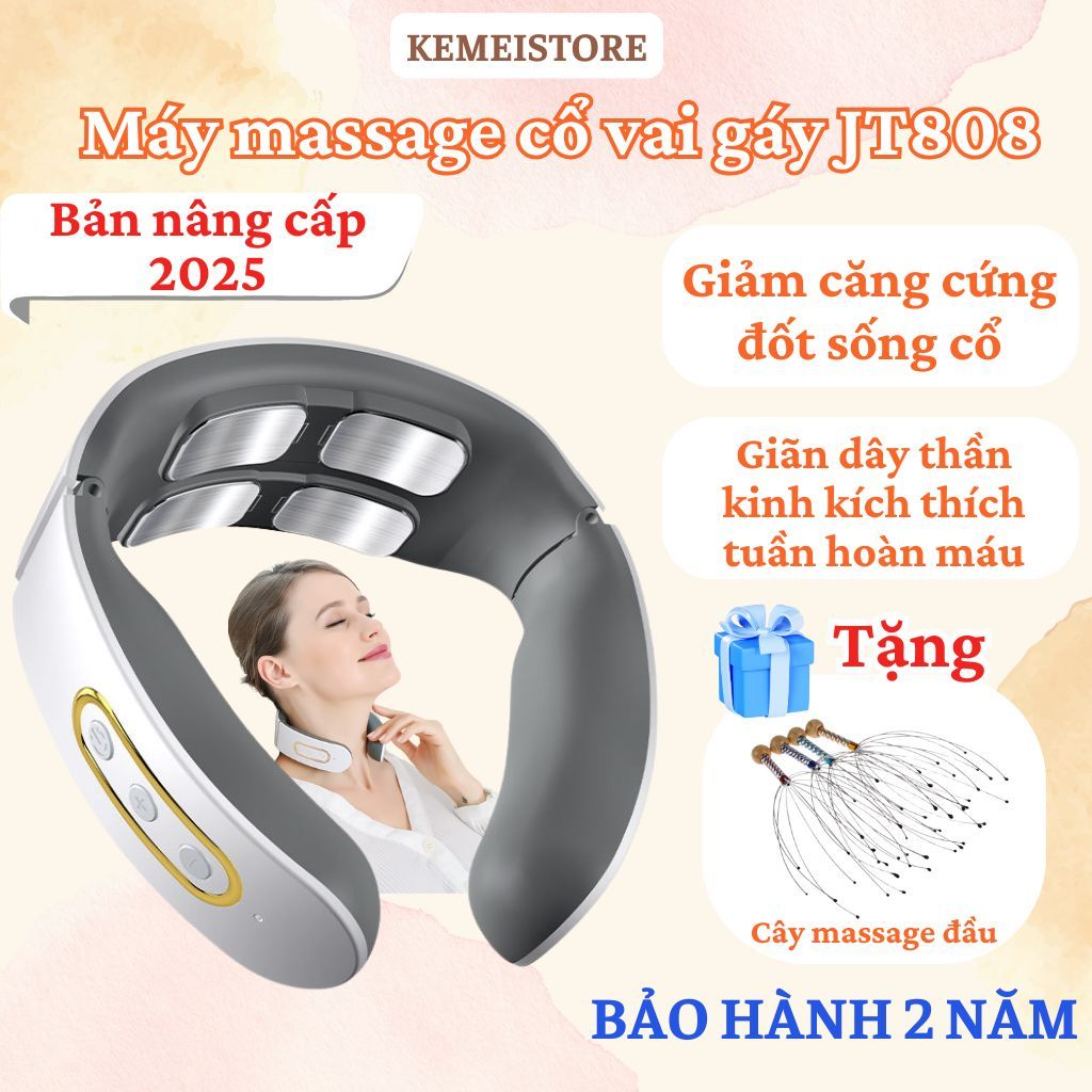 Máy massage cổ vai gáy JT808, Gối massage hồng ngoại cao cấp hỗ trợ mát xa giảm căng cứng đốt ...