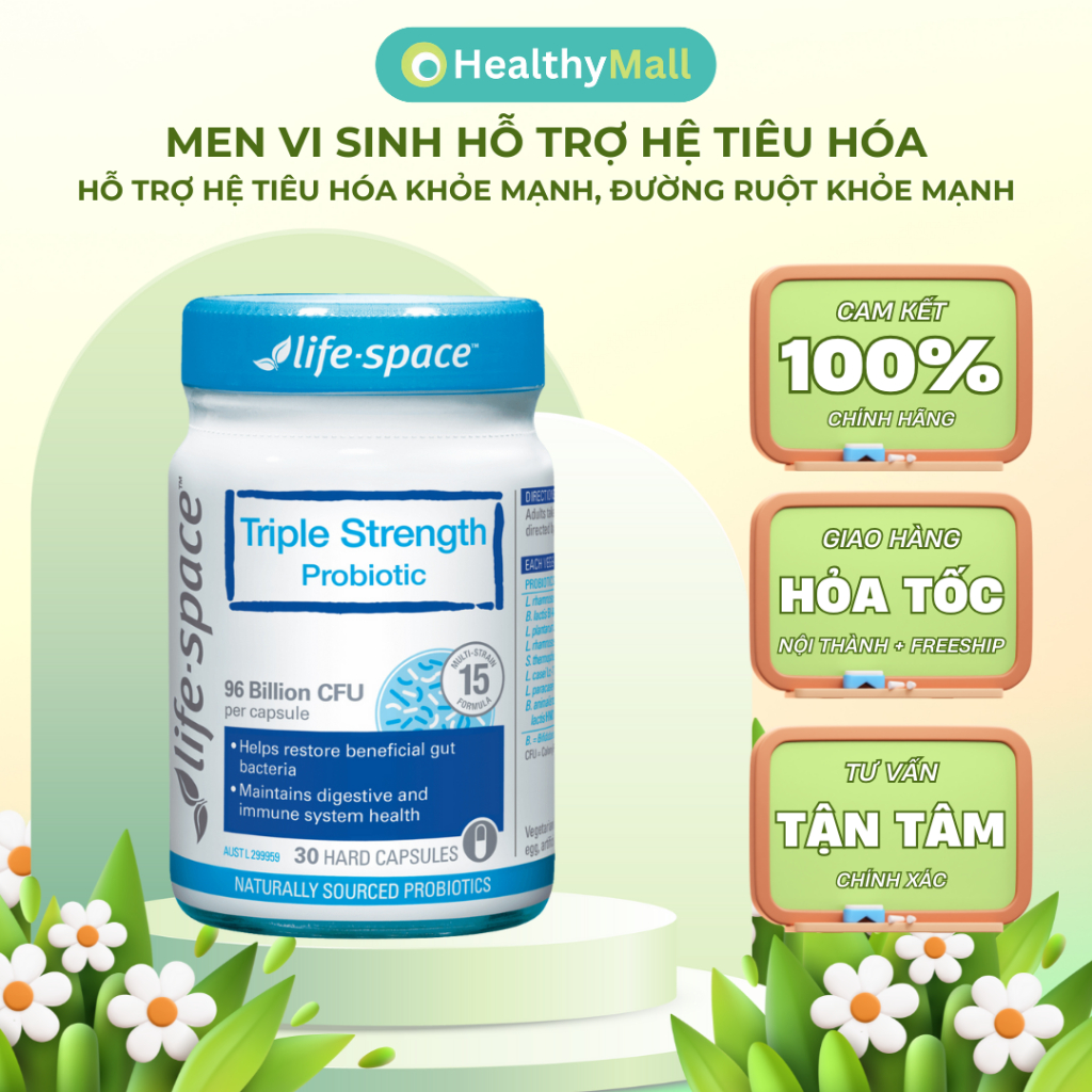 Men vi sinh hỗ trợ hệ tiêu hóa - Triple Strength Probiotic - Giảm đầy ...
