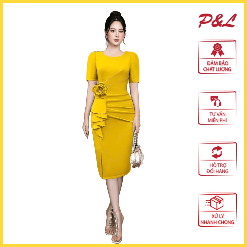 Váy Đầm Dự Tiệc Trung Niên Cho Mẹ Đi Tiệc Cưới Thiết Kế Cao Cấp Đầm Body Bèo Bụng Đính Bông Eo ...