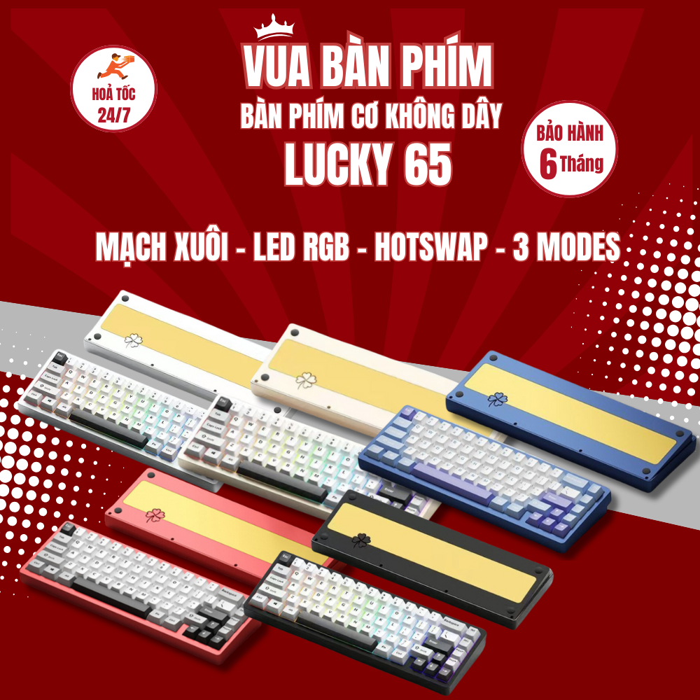 [HÀNG SẴN] Kit bàn phím cơ lucky 65 | lucky65 keyboard nhôm cnc, 3 mode ...