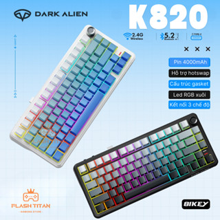 Bàn phím cơ không dây Dark Alien K820 - Hỗ trợ hotswap - 3 mode kết nối - Có núm xoay, mạch xuôi ...