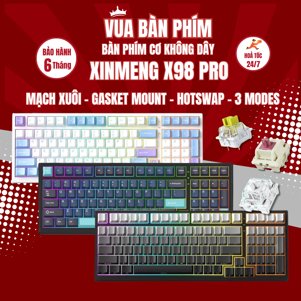[HÀNG SẴN] Bàn phím cơ XinMeng X98 PRO Ver 2 Pro 3 modes ,mạch xuôi ...