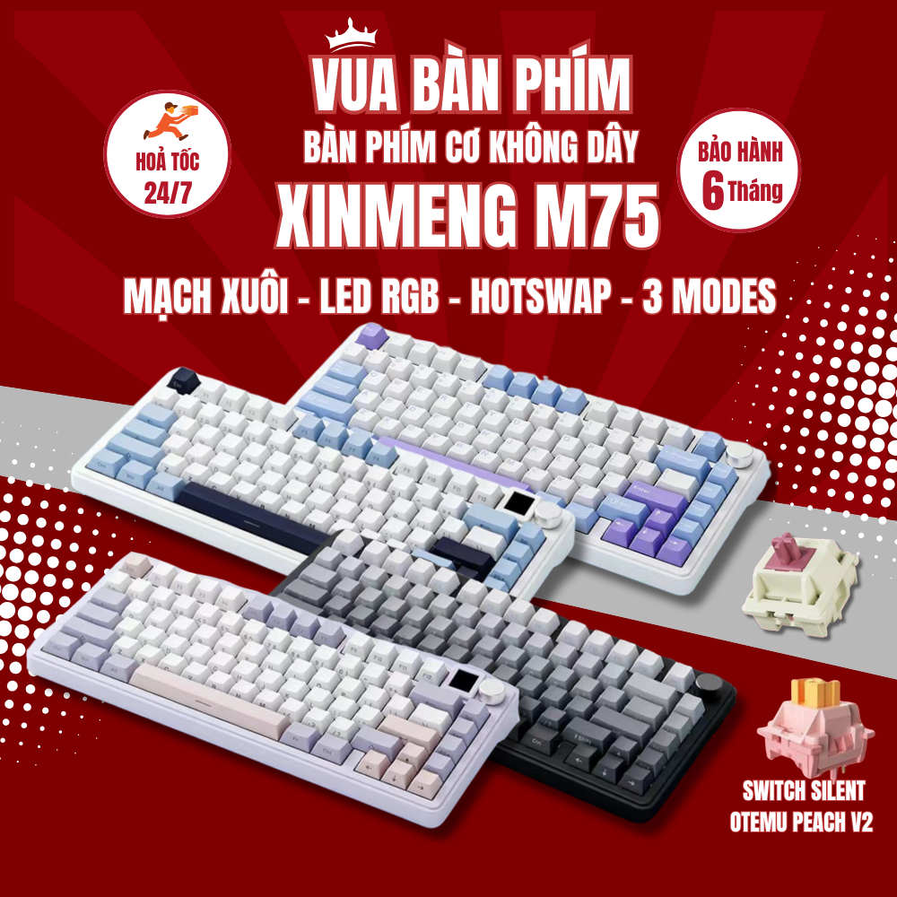 [HÀNG SẴN] Bàn phím cơ Xinmeng m75 pro / M75 3 modes ,mạch xuôi, có màn hình, led rgb, hostswap ...