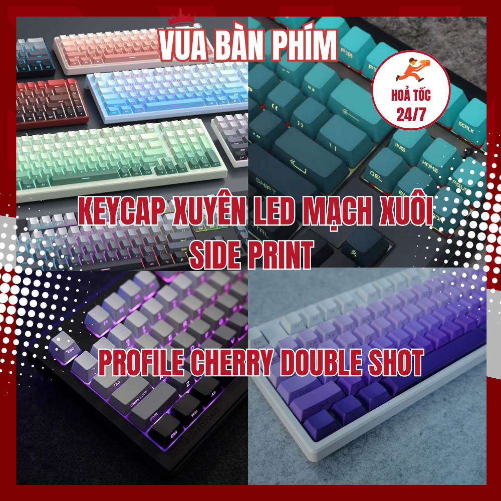 [Hàng Sẵn] Bộ keycap xuyên led mạch xuôi cao cấp gradient ninja (side ...