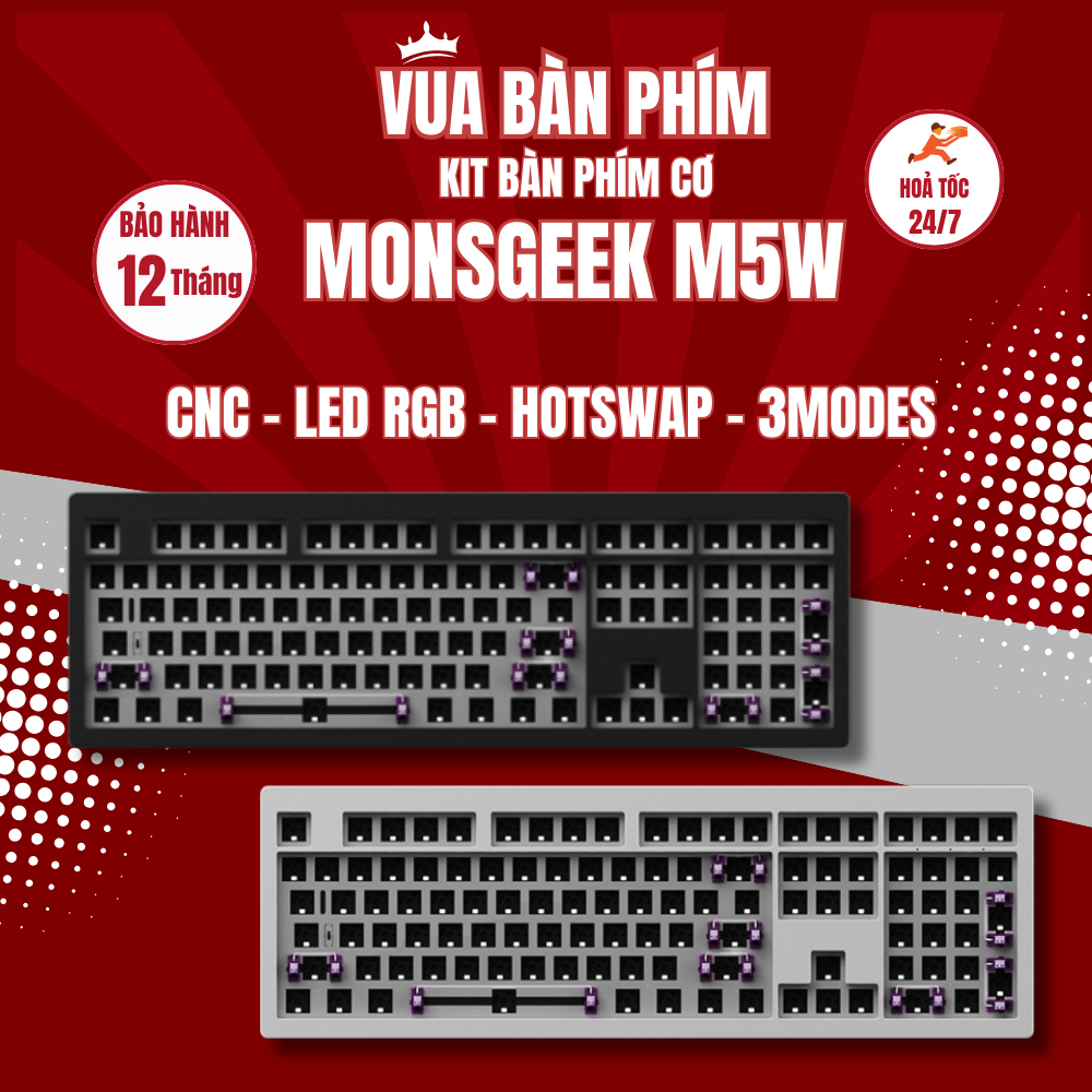 [Hàng Sẵn ] Kit bàn phím cơ không dây monsgeek m5w cnc nguyên khối, mạch xuôi, 3 mode, hotswap ...