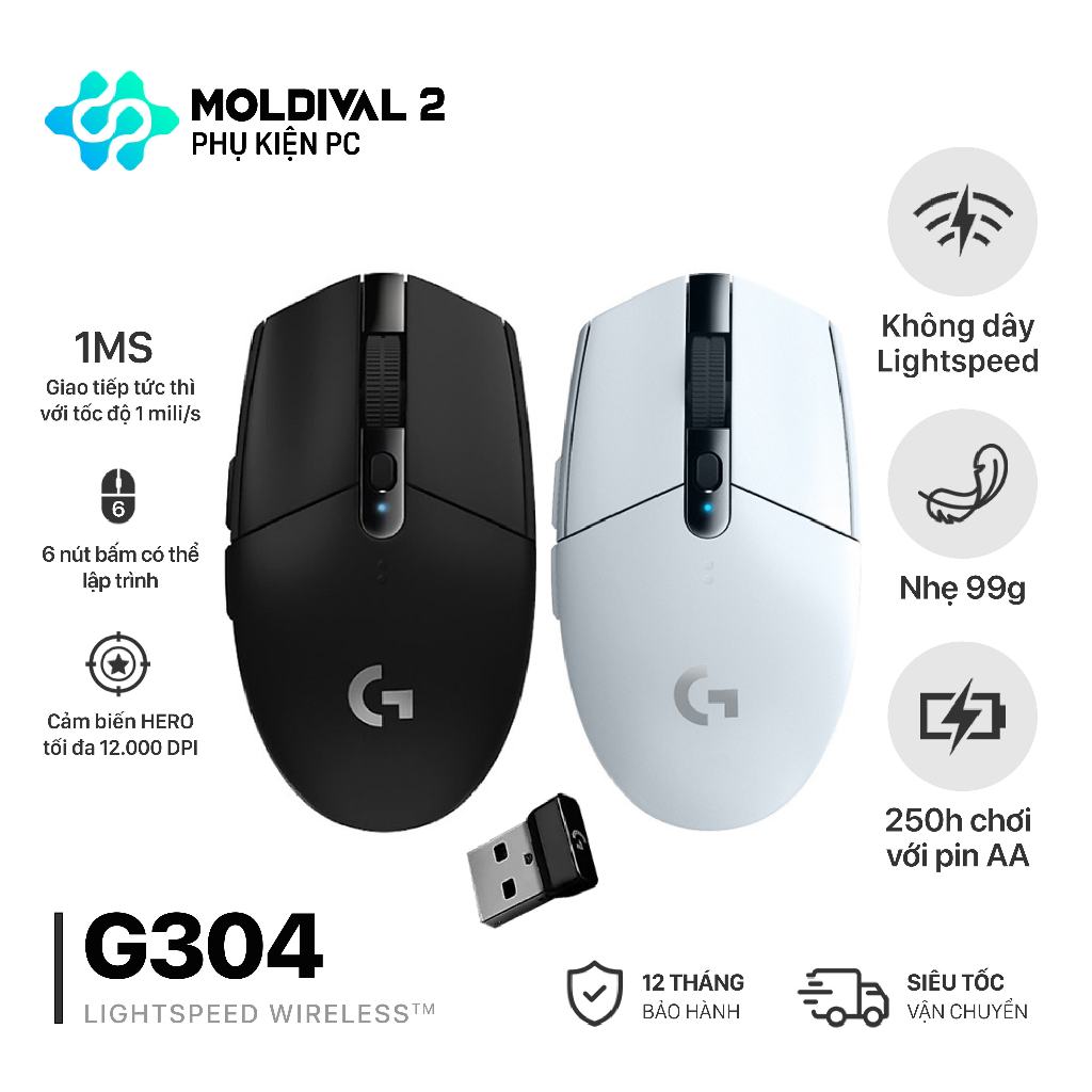 Chuột Không Dây G304(OEM)-Chuột Gaming Siêu Nhạy với 6 Nút Lập Trình, Lightspeed,Độ Nhạy 12.000 ...