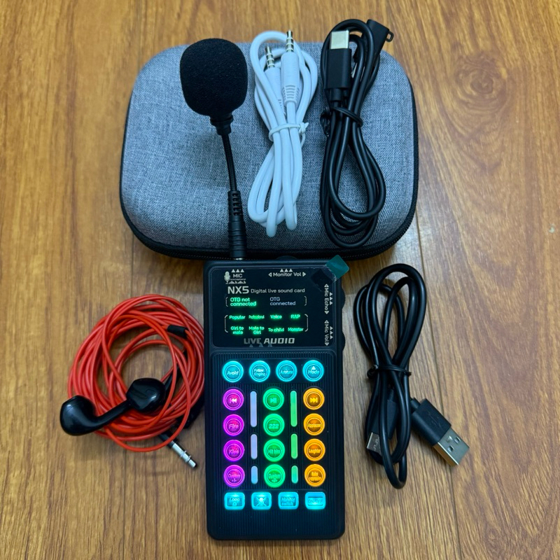 Sound card mini NX5 nhỏ gọn , tiện lợi có pin và bluetooth đầy đủ chế độ sẵn dây dùng cho ip và ...