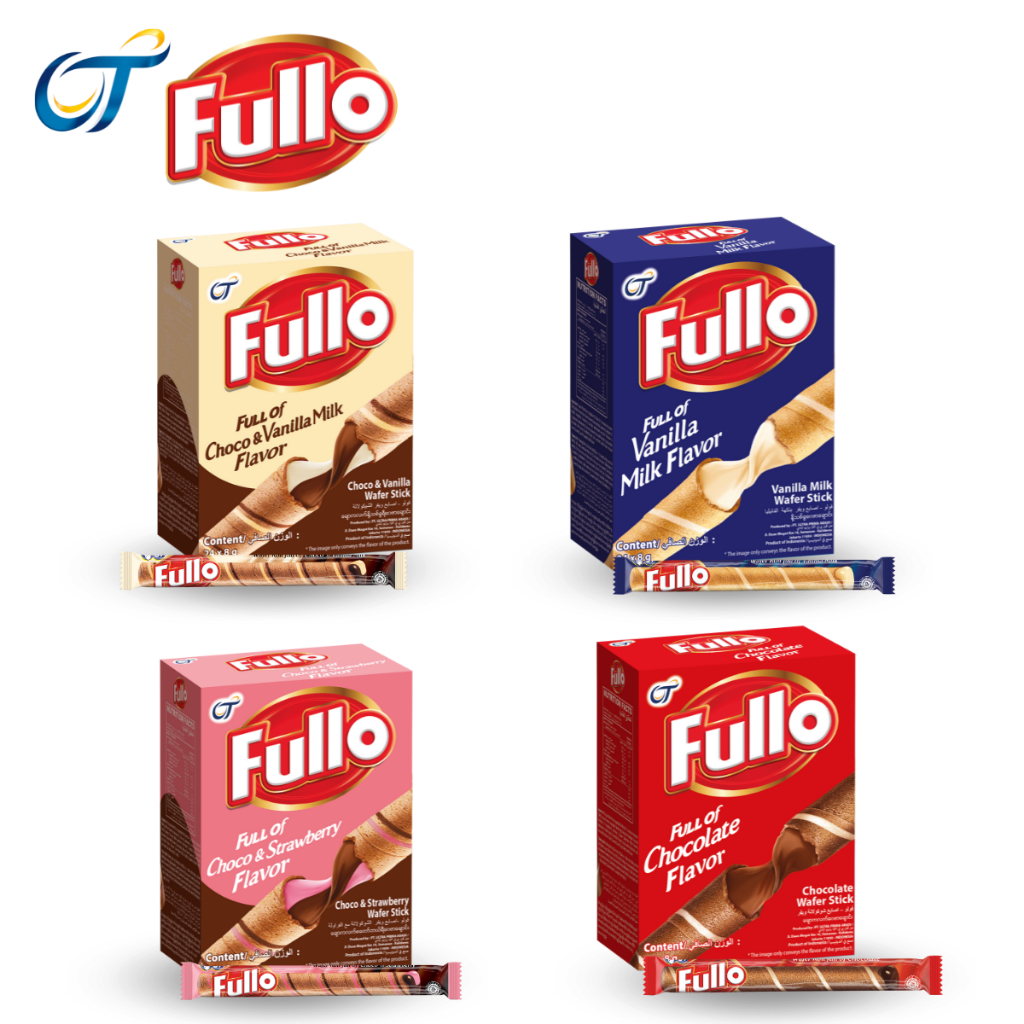 Fullo _ Bánh quế nhân kem Sô cô la/ vani/ Sô cô la vani/ Sô cô la dâu ...