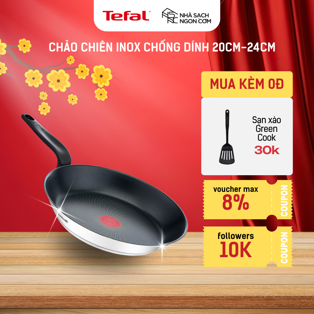 Chảo chiên inox chống dính dùng cho bếp từ Tefal Primary 20cm 24cm 28cm | Shopee Việt Nam