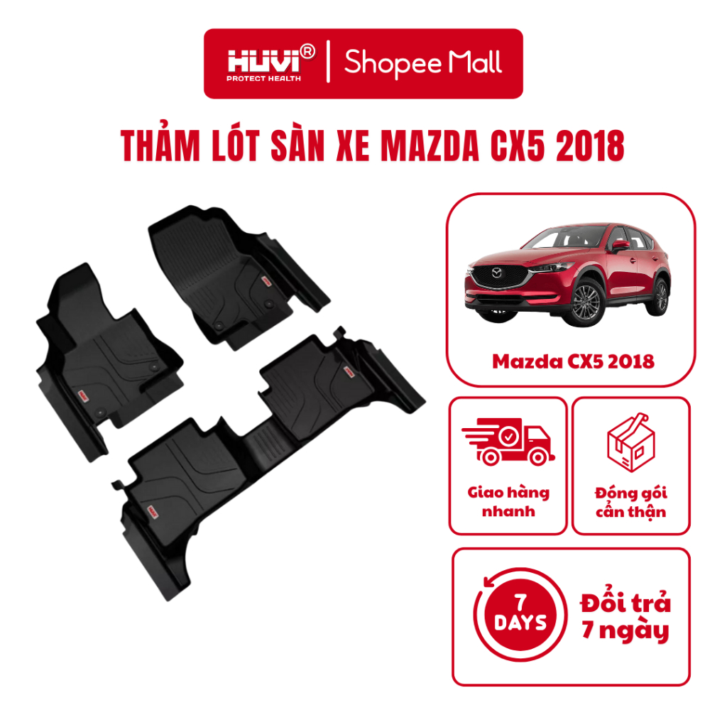 Thảm lót sàn xe Mazda CX5 (2018-hiện tại) nhựa TPE đúc 3D tràn viền chính hãng HUVI Việt Nam ...