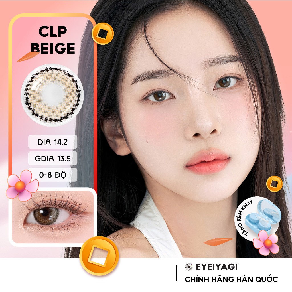 Kính áp tròng EYEIYAGI lens nâu kem Colorpop Beige cận 3 tháng độ cận 0-8 DIA 14.2mm | Lens ...
