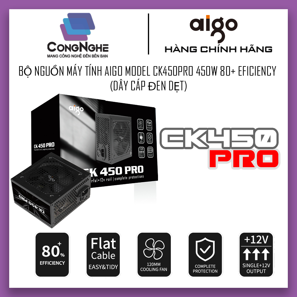 BỘ NGUỒN MÁY TÍNH AIGO MODEL CK450PRO 450W (DÂY CÁP ĐEN DẸT) | Shopee Việt Nam