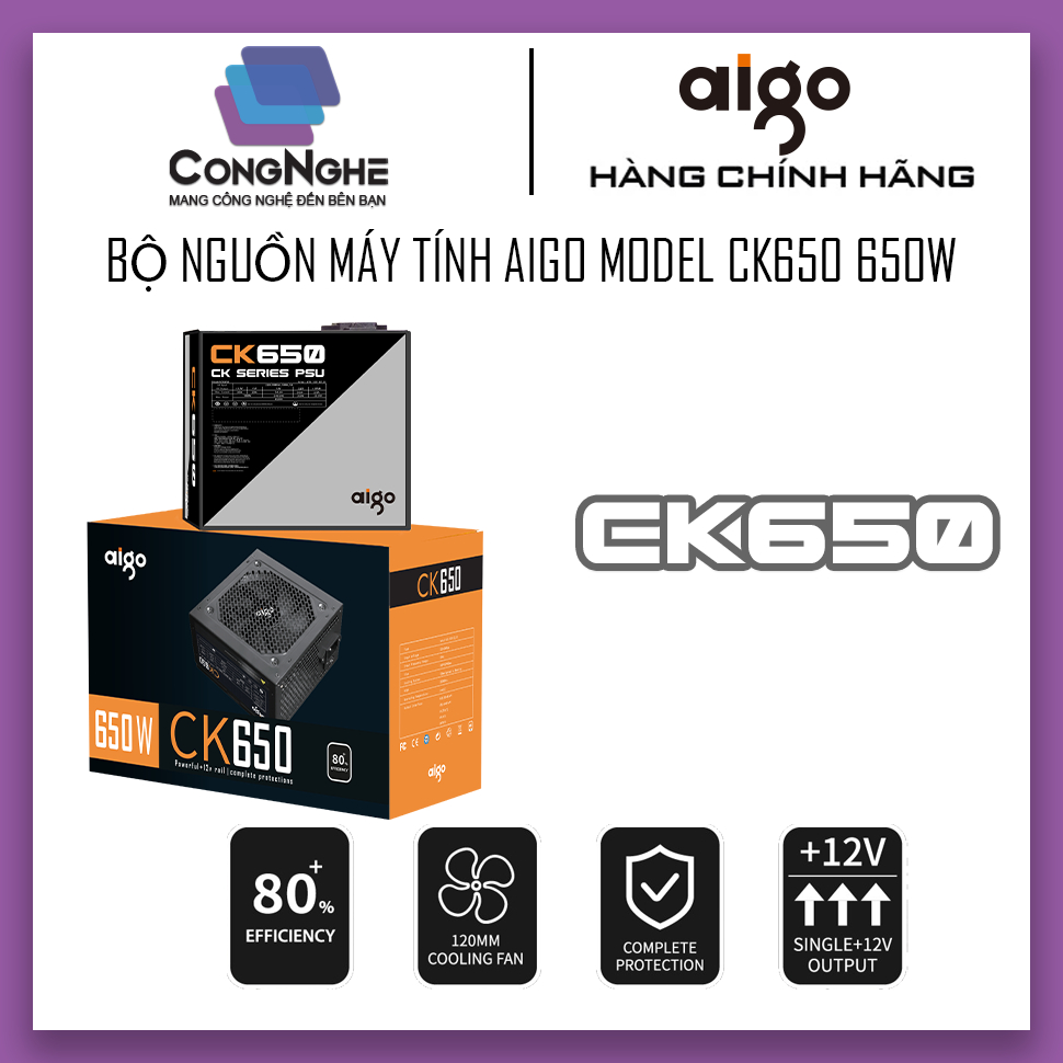 BỘ NGUỒN MÁY TÍNH AIGO MODEL CK650 650W 80+ EFFICIENCY | Shopee Việt Nam