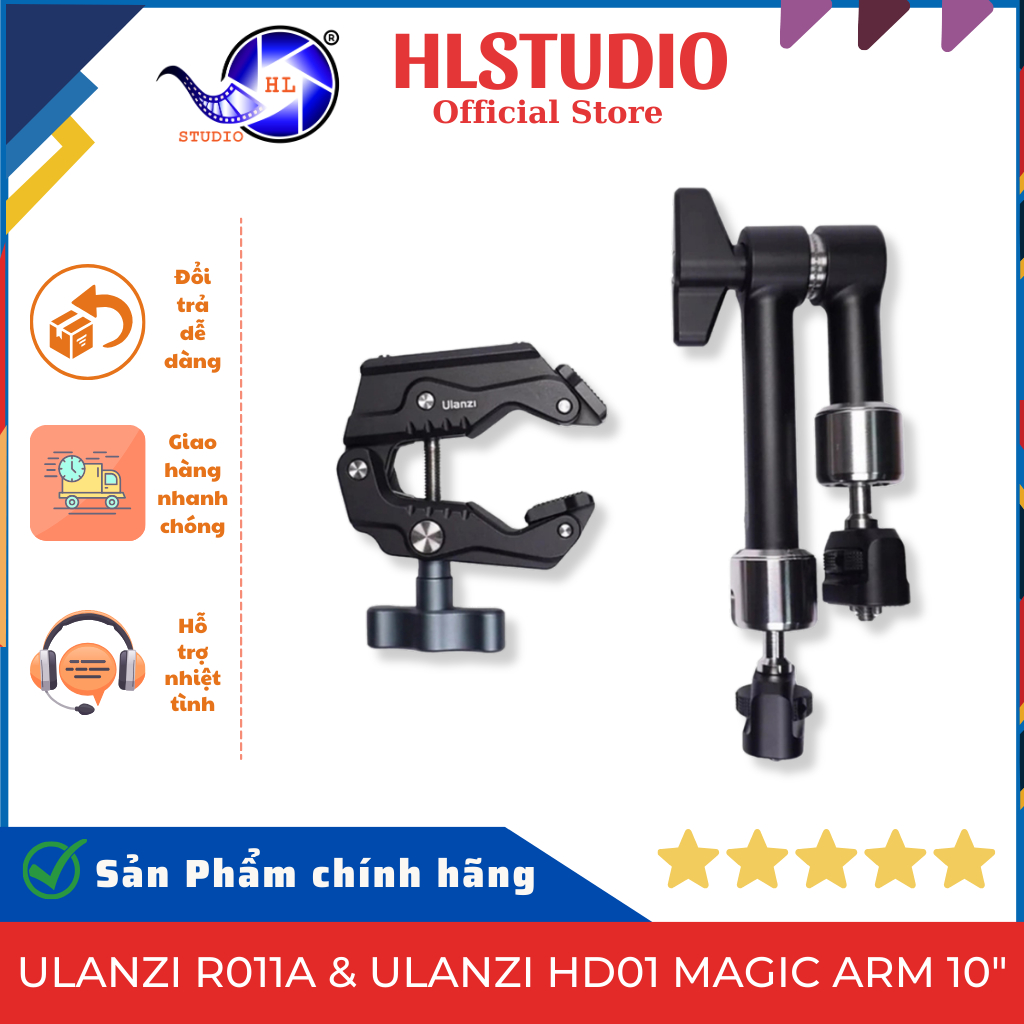 Ulanzi R011A & Ulanzi HD01 Magic Arm 10" – Bộ Kẹp Magic Arm Với Crab ...