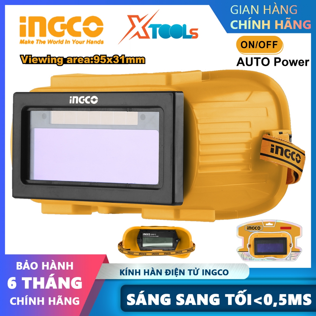 Kính hàn tự động tối 95x31mm INGCO AHM112 kính bảo vệ mắt khỏi tia UV ...