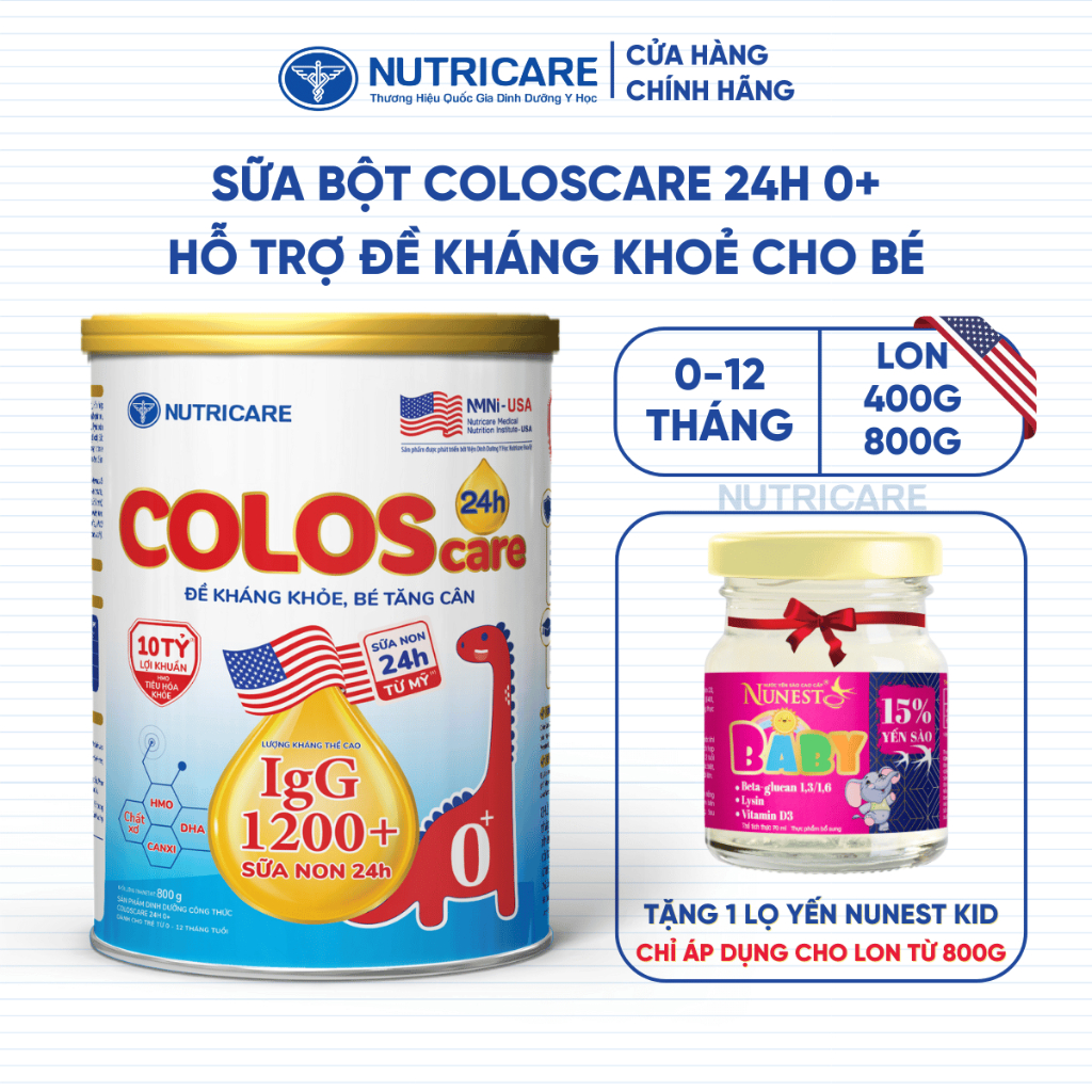 Sữa Bột COLOSCARE 24H 0+ Nutricare Tăng Cân Cao Lớn Đề Kháng Khoẻ Tiêu Hoá Tốt Với Sữa Non 24h ...